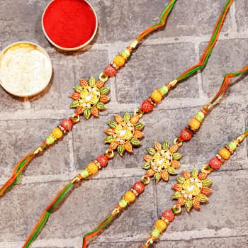 Buy Set of 4 Rakhis online | Send pairs of 4 Rakhi - MyFlowerTree