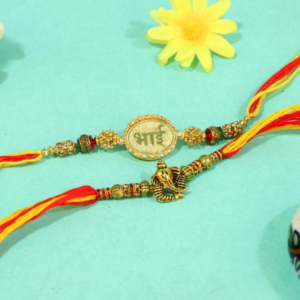 Joyful Ganesha N Bhai Rakhi Set- MyFlowerTree