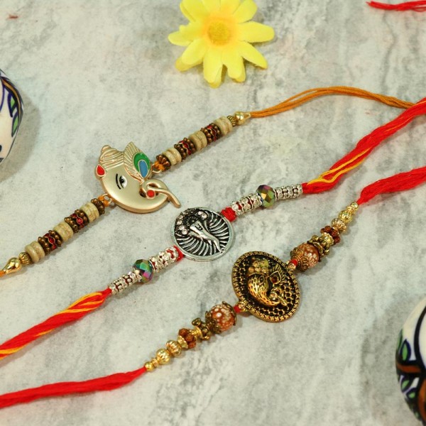 Set of 3 Divine Ganesha Rakhis- MyFlowerTree